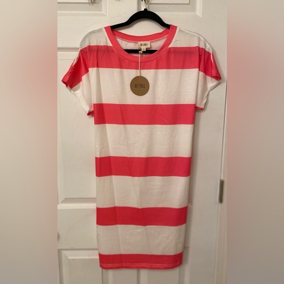 Dresses Bibi Pink And White Dress Poshmark